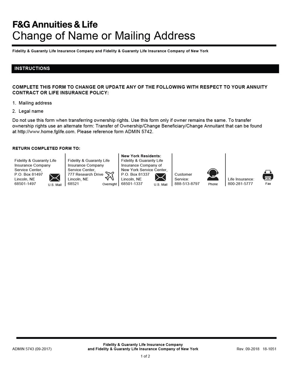 Update Address on Life or Annuity Policy | F&G
